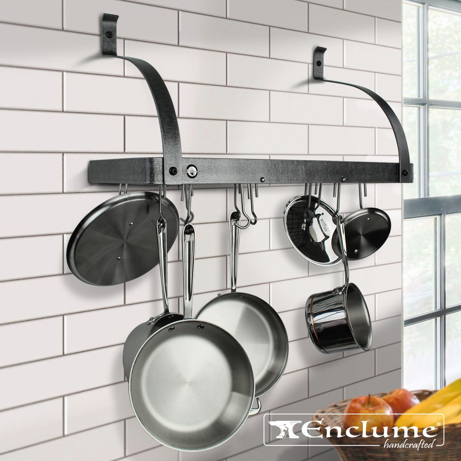 Enclume 36" Gourmet Deep Bookshelf Wall Rack with 12 Hooks - Enclume ...