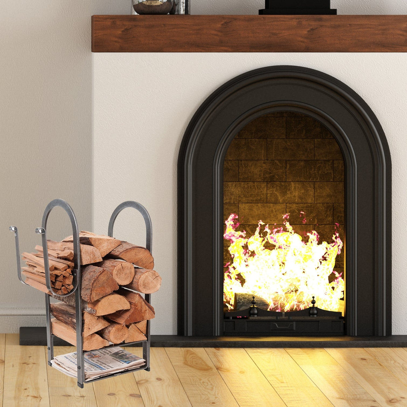 Enclume Fire Center Log Rack Hammered Steel - Enclume Design Products